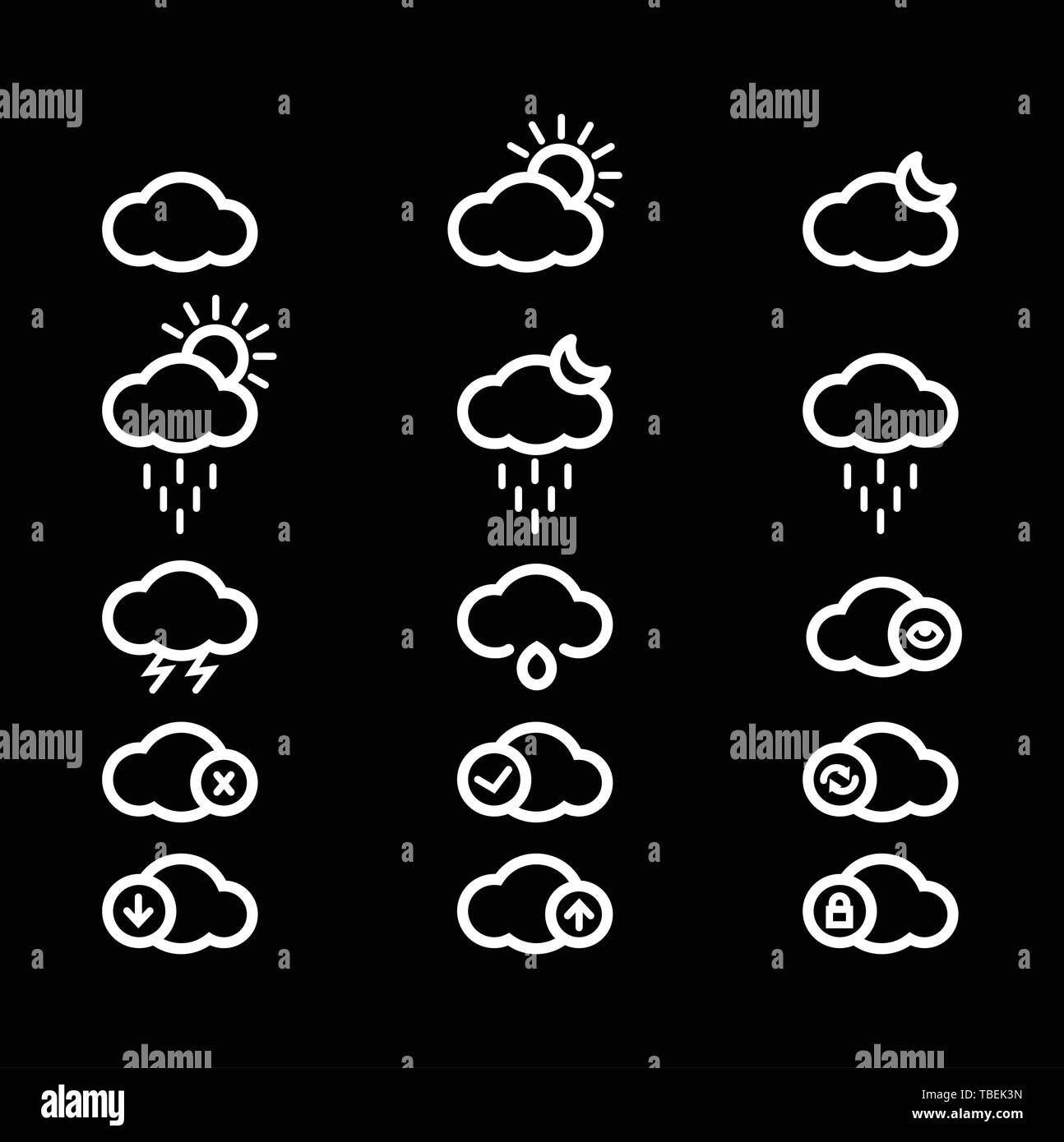 Set of cloud vector line icon. Cloud sign set vector - White Stock ...