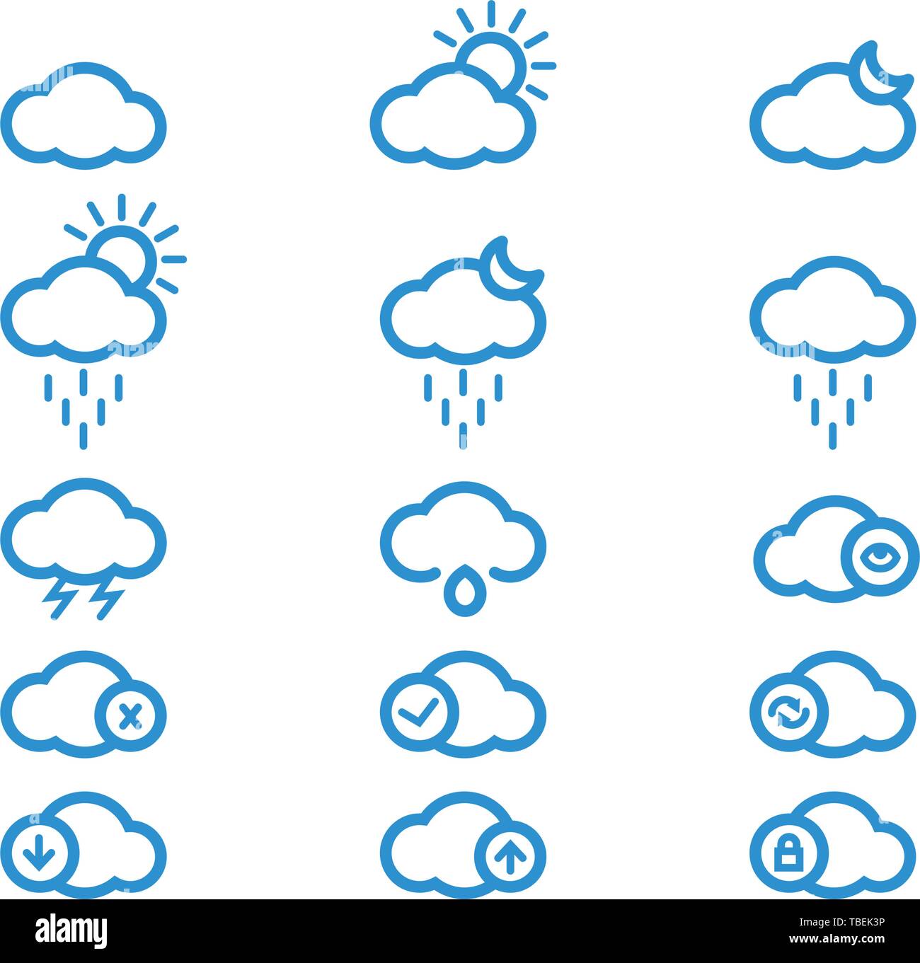 Set of cloud vector line icon. Cloud sign set vector - Blue Stock ...