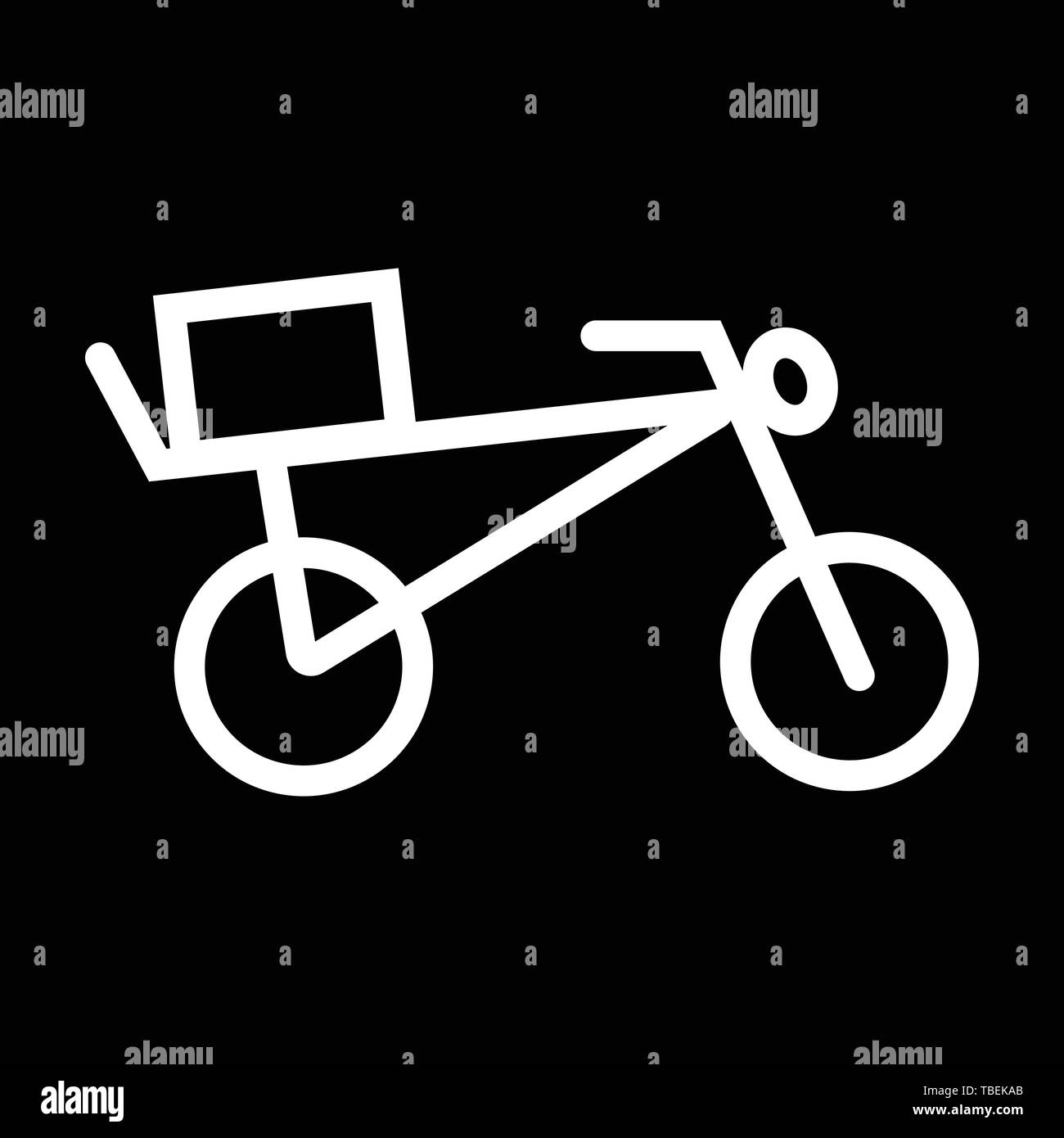 Bicycle with a box on the trunk - delivery service line art icon ...