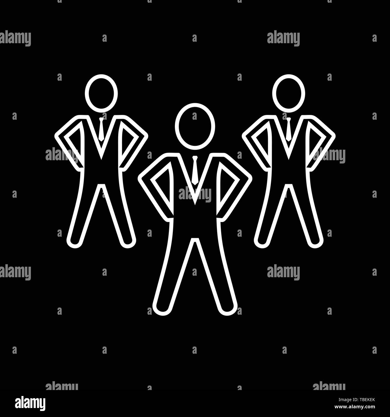 Three businessmen line art icon vector - white Stock Vector Image & Art ...