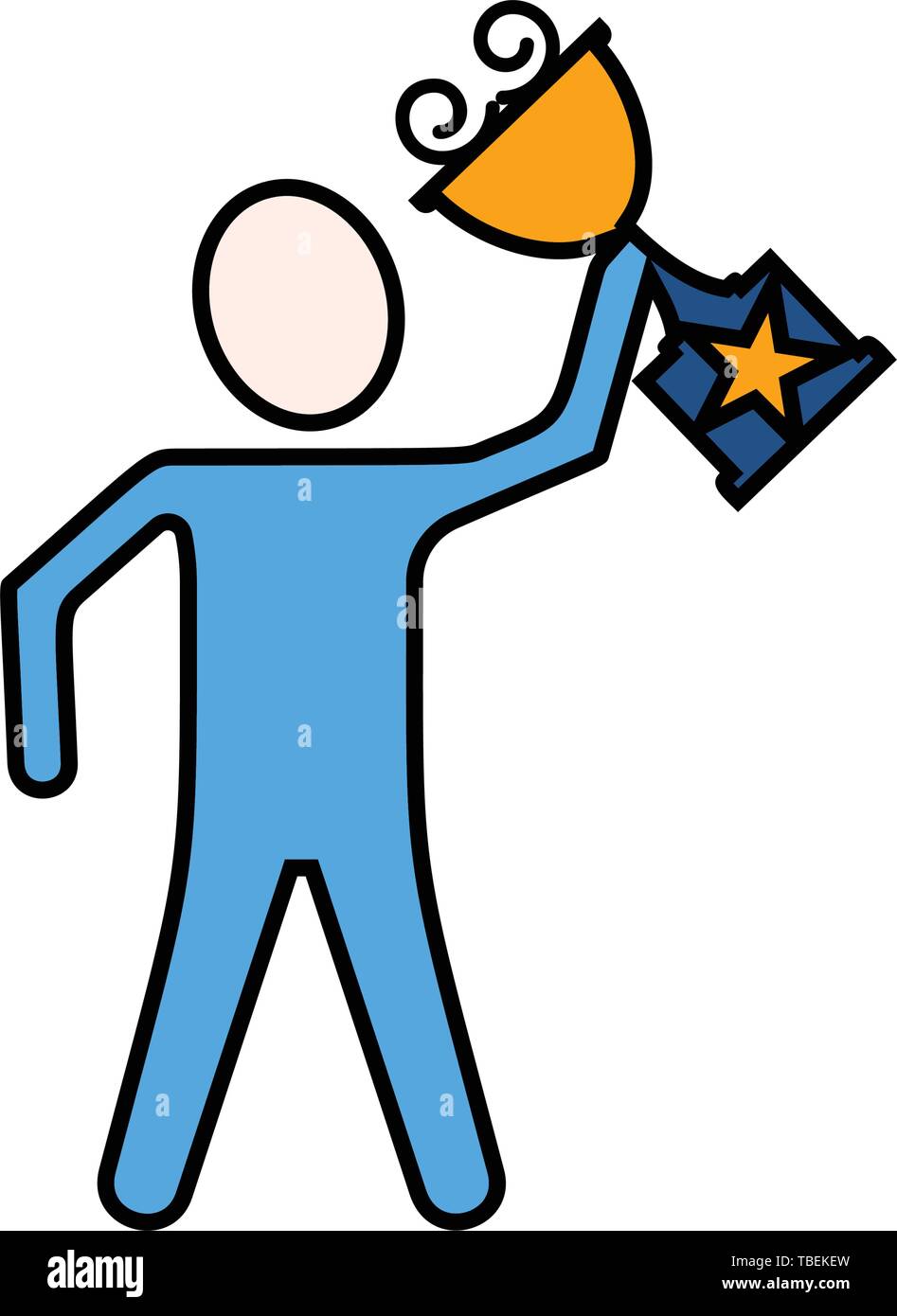 Men hand holding a trophy icon - Linear fill icon vector Stock Vector ...