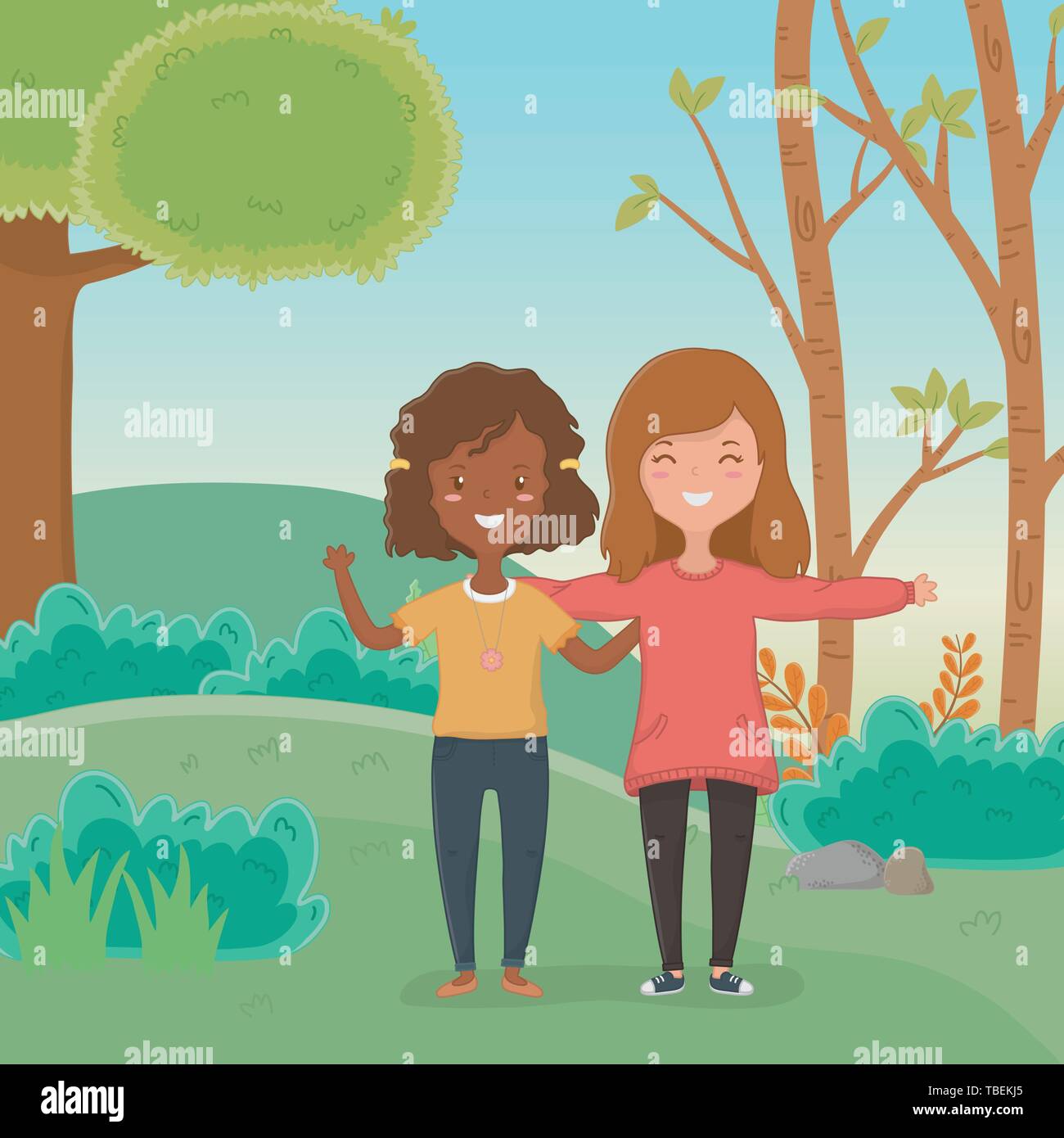 Girls cartoons design, Firiendship together friends happy people and ...