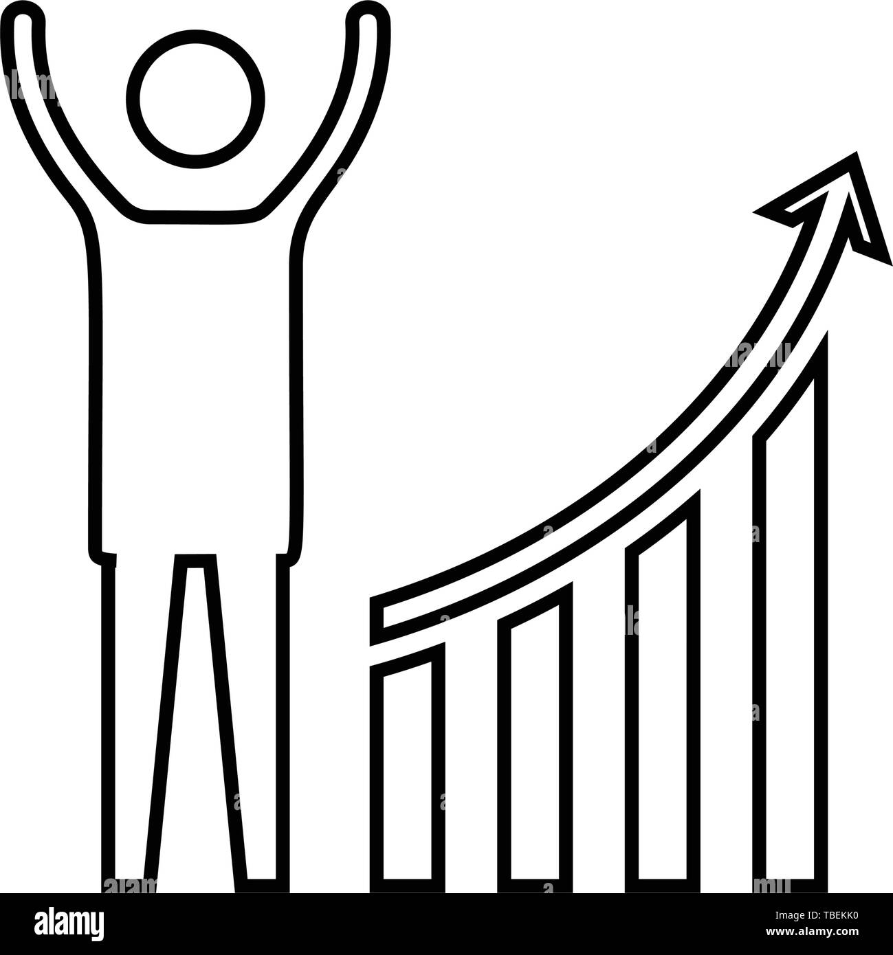 Businessman upwards icon - Line art vector black Stock Vector Image ...