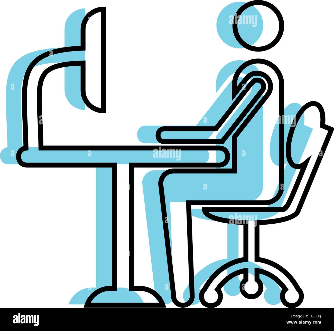 Working at computer icon Stock Vector Images - Alamy