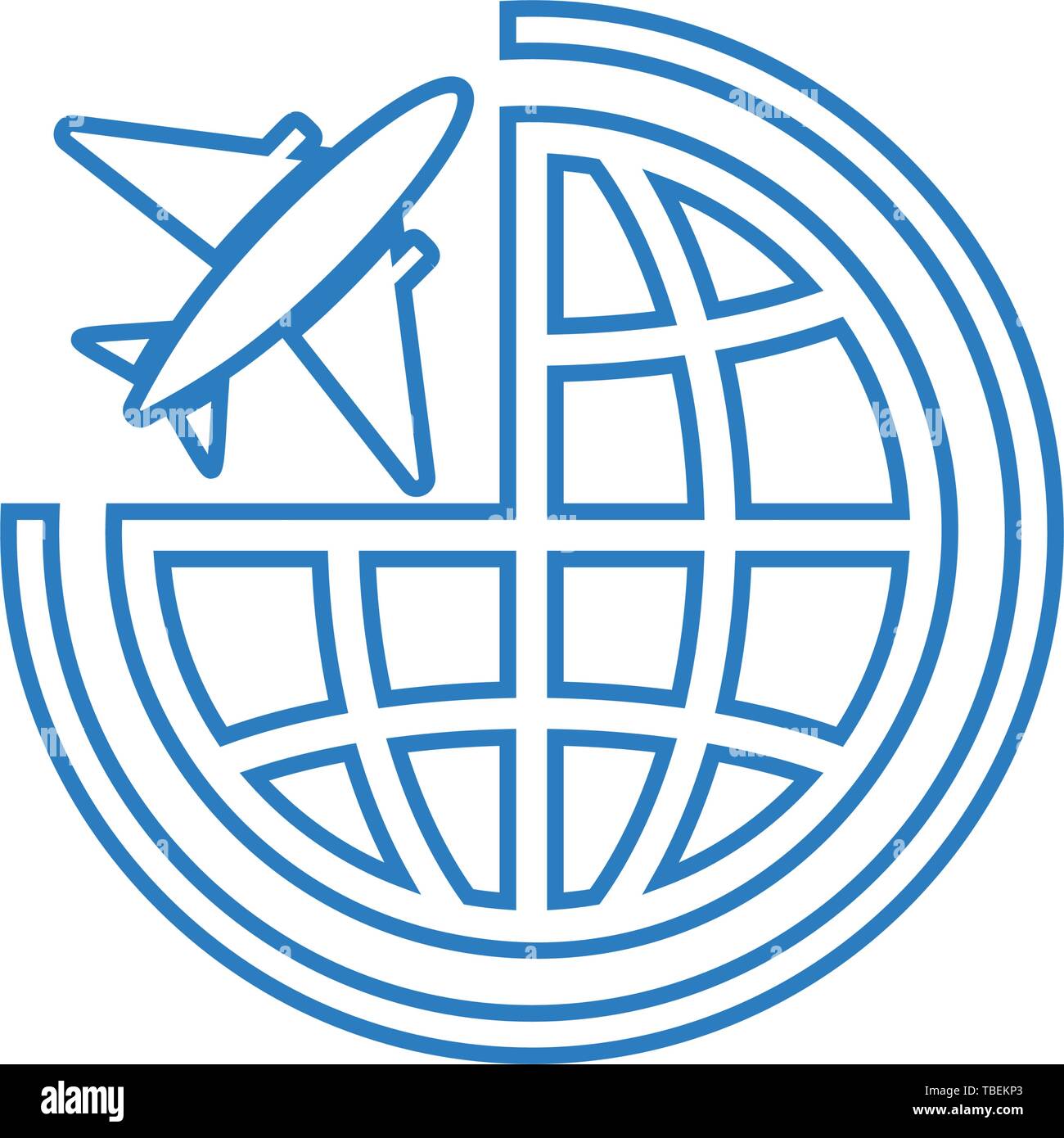 Business aircraft world sign - Line art vector blue Stock Vector Image ...