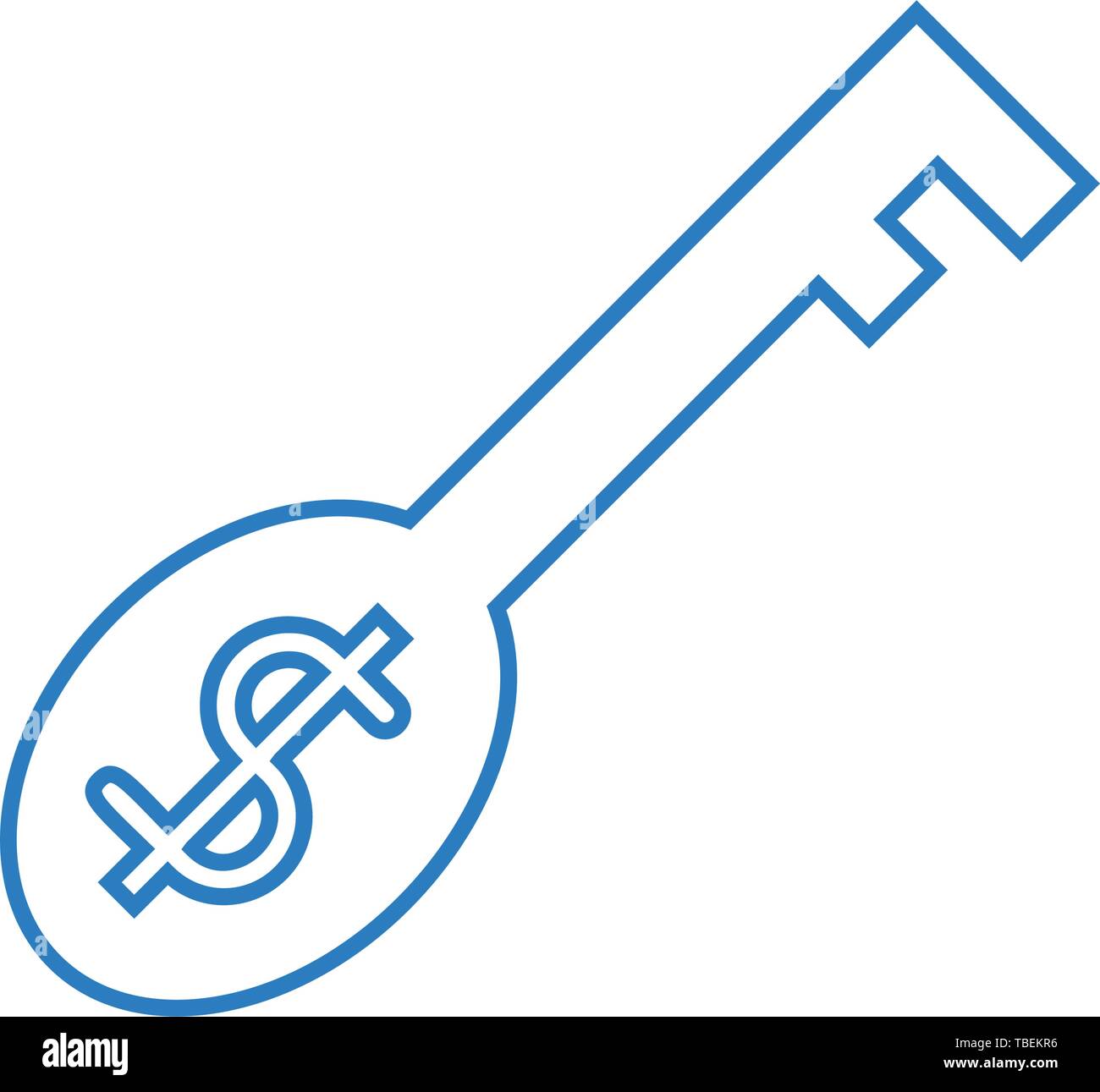 Finance security - Dollar key icon - Line art vector blue Stock Vector ...