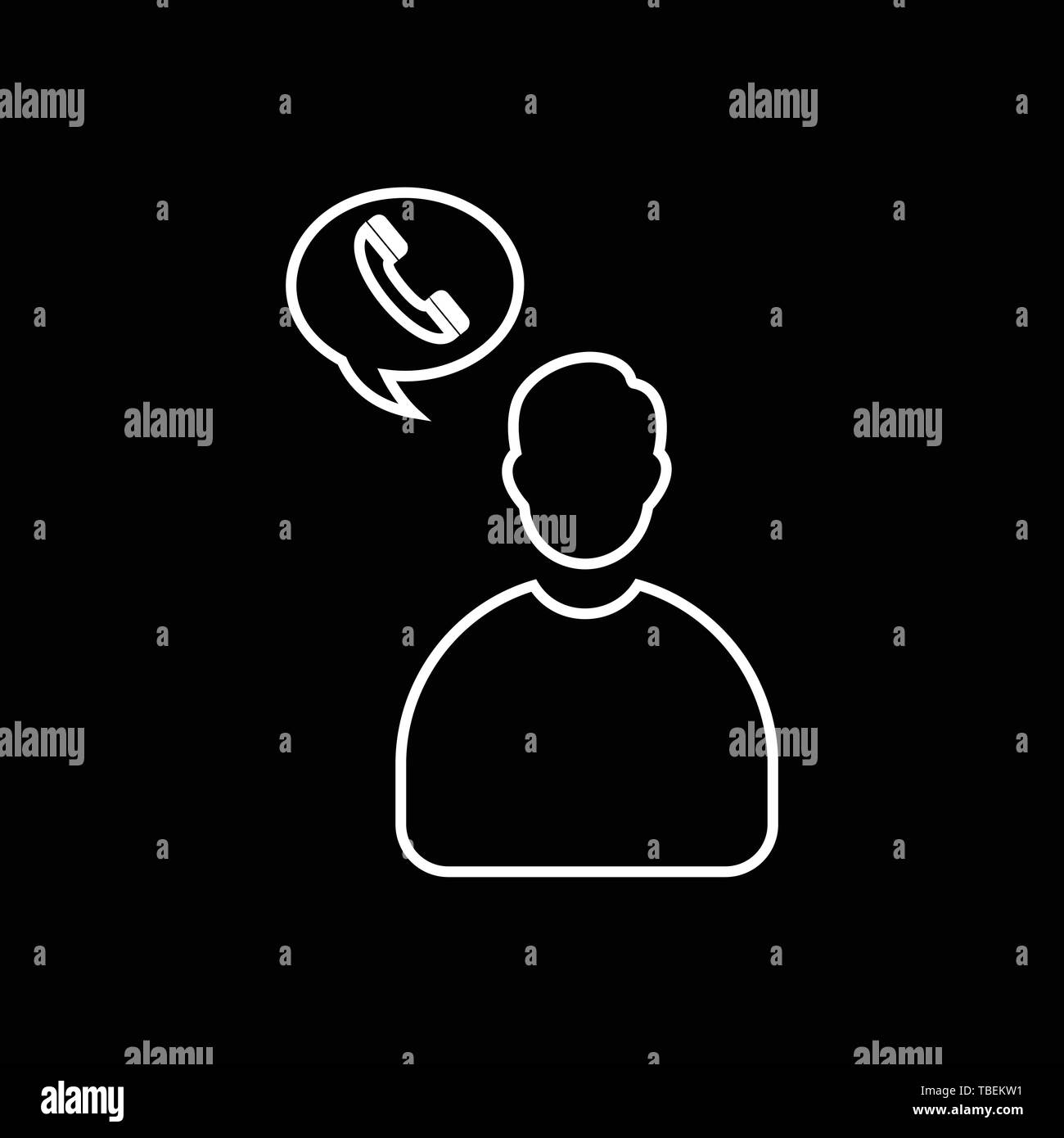 Business agent support icon - Line art vector white Stock Vector Image ...