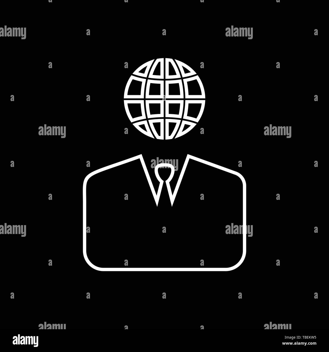 Global businessman icon - Line art vector white Stock Vector Image ...