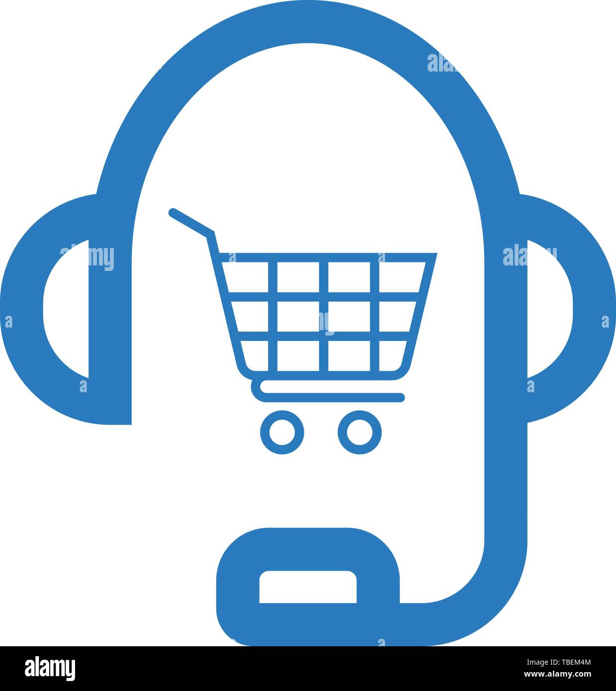 E-commerce support icon - Online shopping support with cart icon - Blue ...
