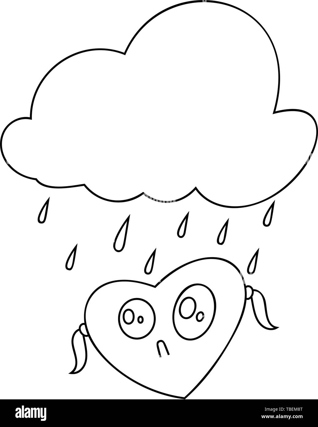 Love cloud illustration - Cloud with love sticker sign - Linear style ...