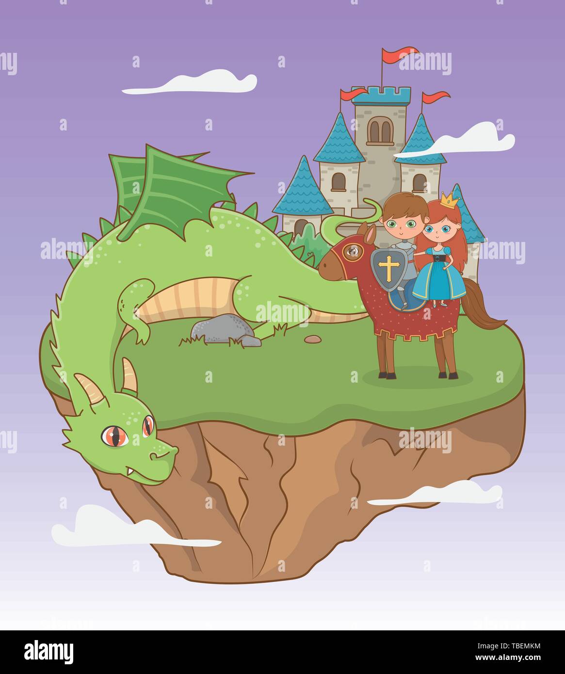 Princess knight dragon and horse design, Fairytale history medieval ...