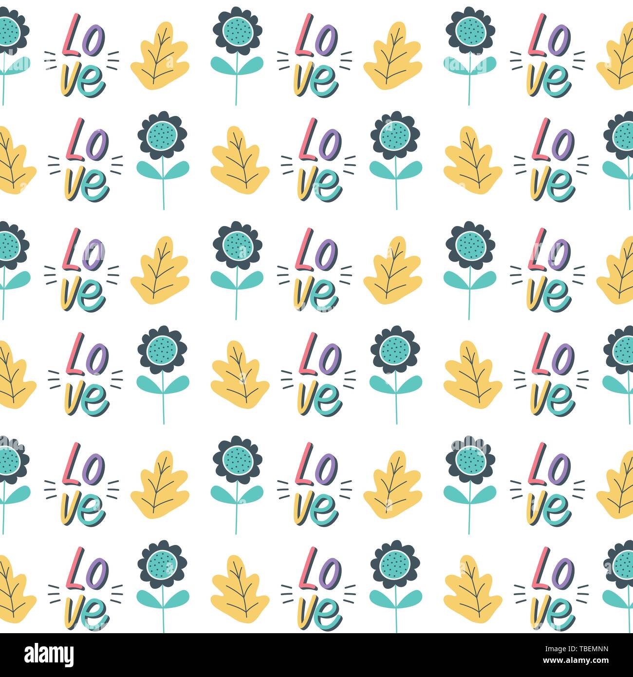 Flower leaves and love design, floral nature plant ornament garden ...