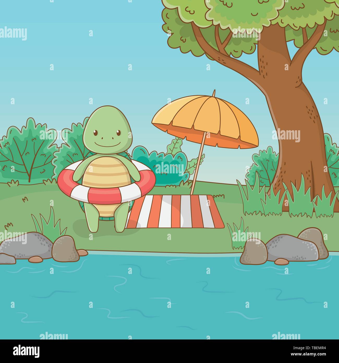 Turtle cartoon design, Summer vacation tourism and season theme Vector ...