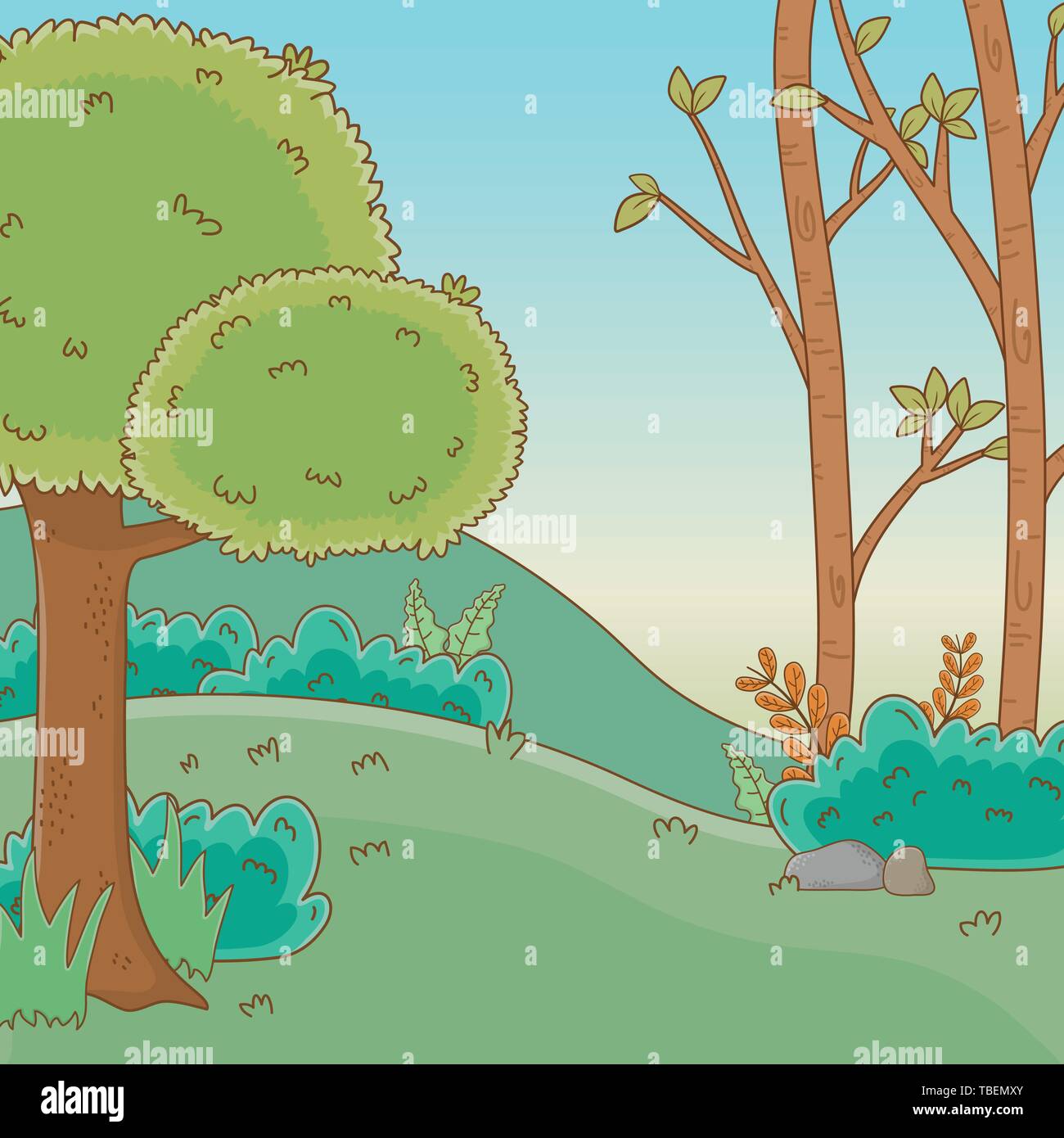 Trees in forest design, Green environment nature landscape and foliage ...