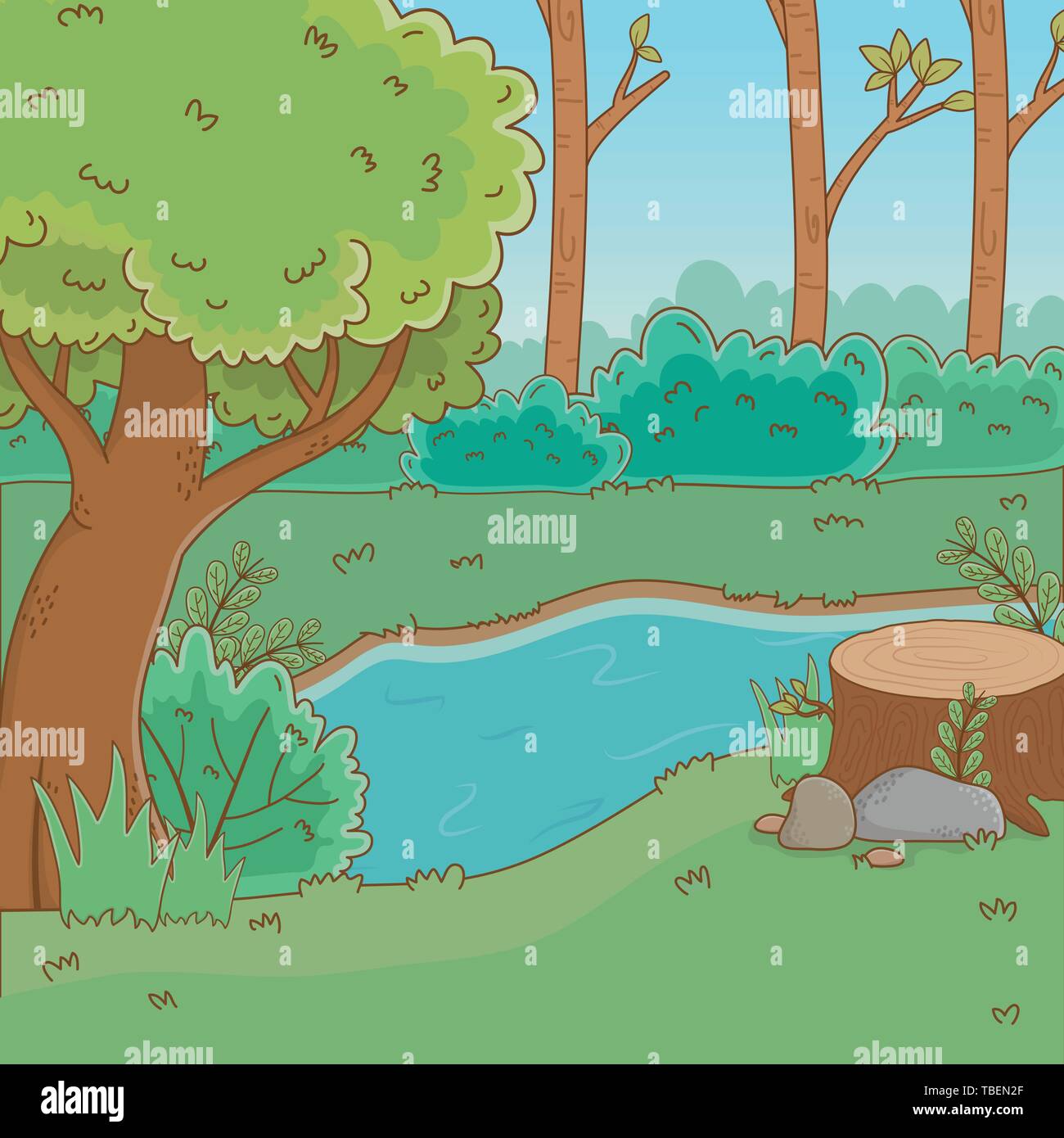 Trees in forest design, Green environment nature landscape and foliage ...