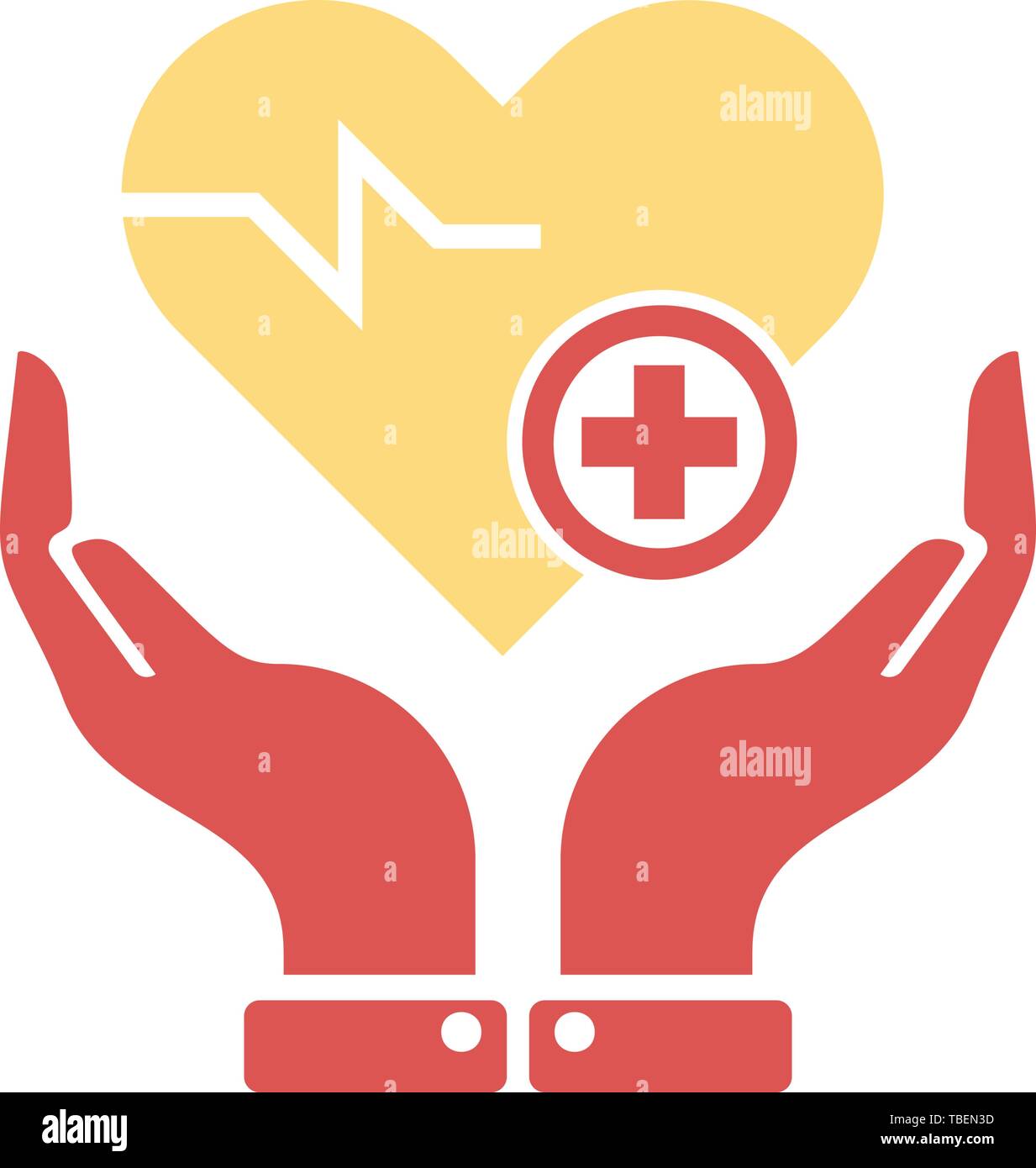 Hands holding heart - health insurance icon vector Stock Vector Image ...