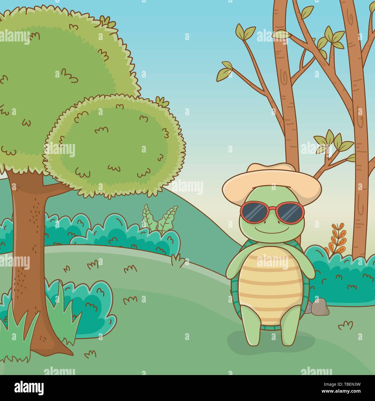Turtle cartoon design, Summer vacation tourism and season theme Vector ...