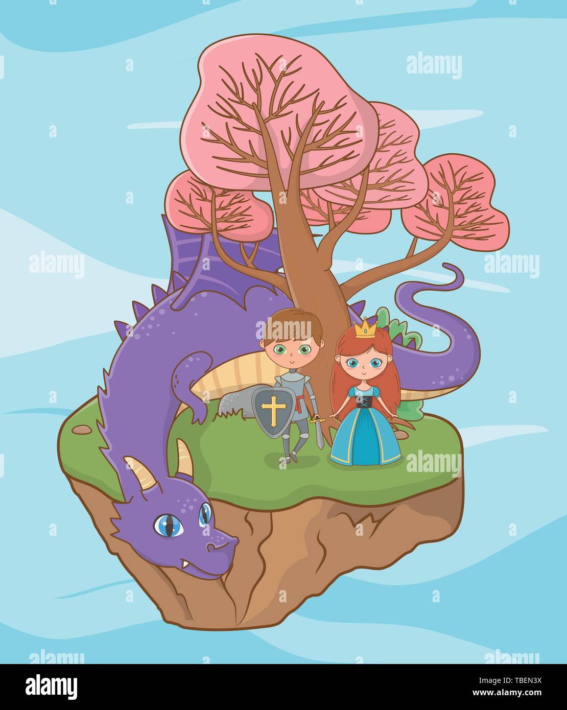 Princess knight and dragon design, Fairytale history medieval fantasy ...