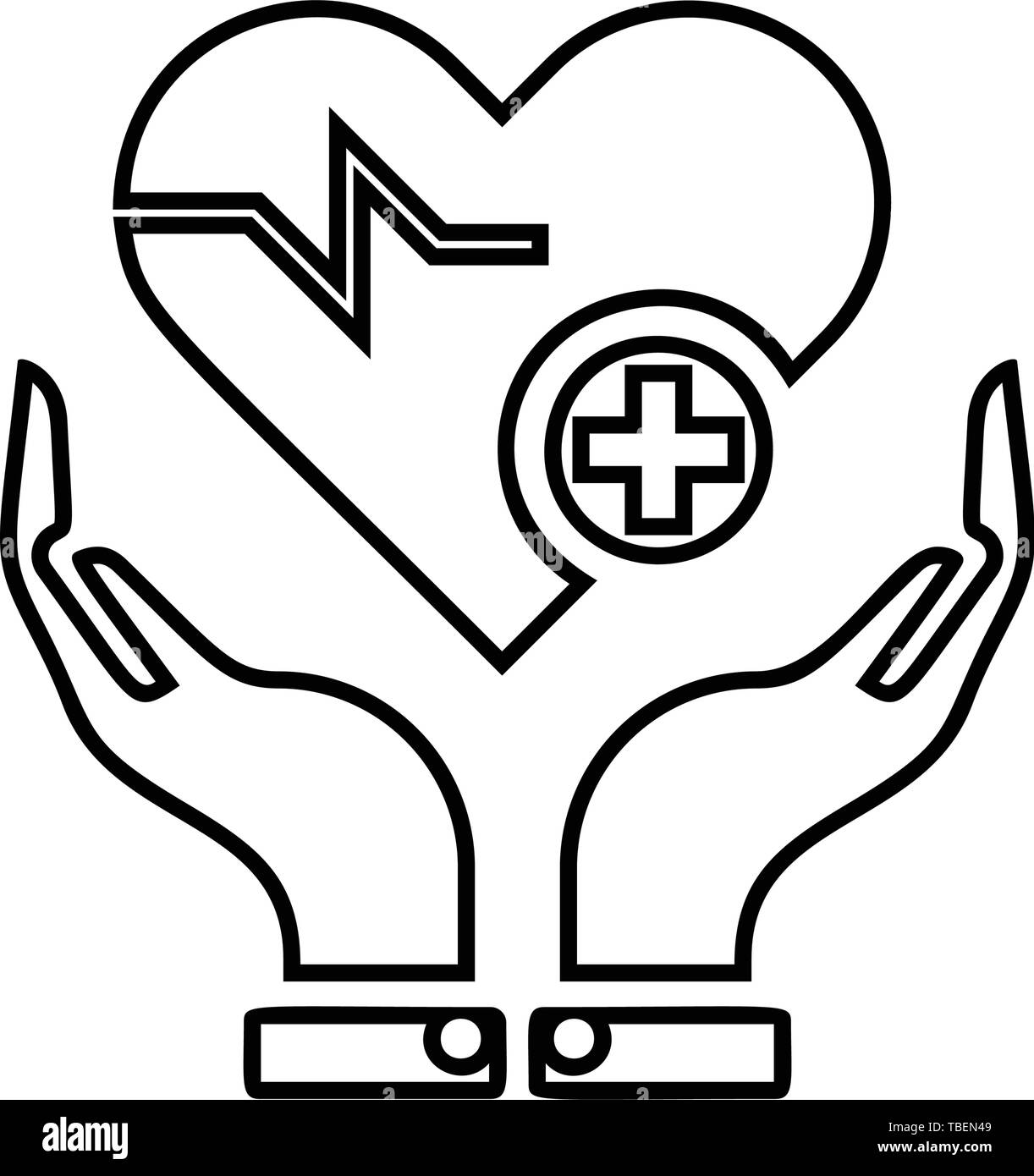 Hands holding heart - health protection icon vector Stock Vector Image ...