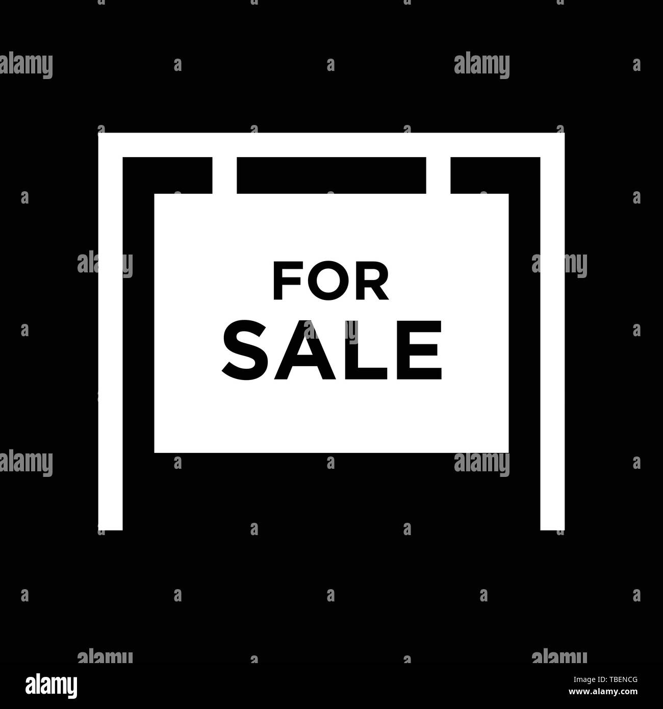 For sale sign icon vector - white on a black background Stock Vector ...