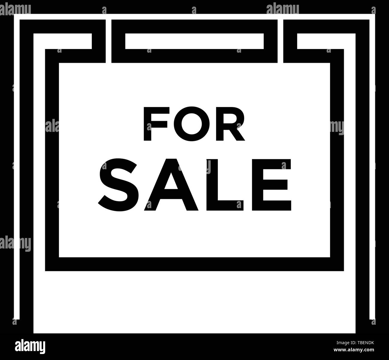 For sale sign icon vector - linear black on a white background Stock ...