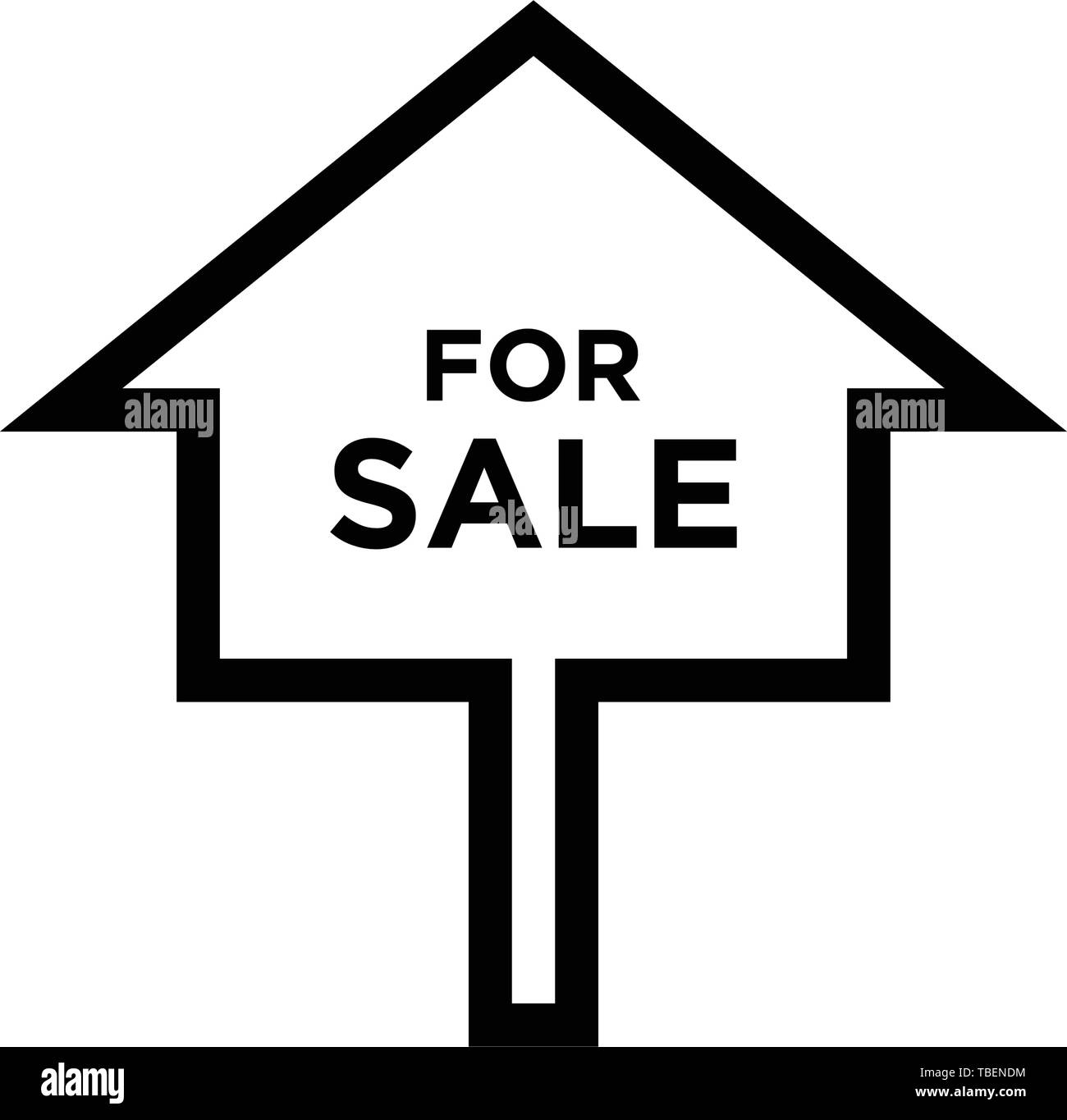For sale sign icon vector - linear black on a white background Stock ...