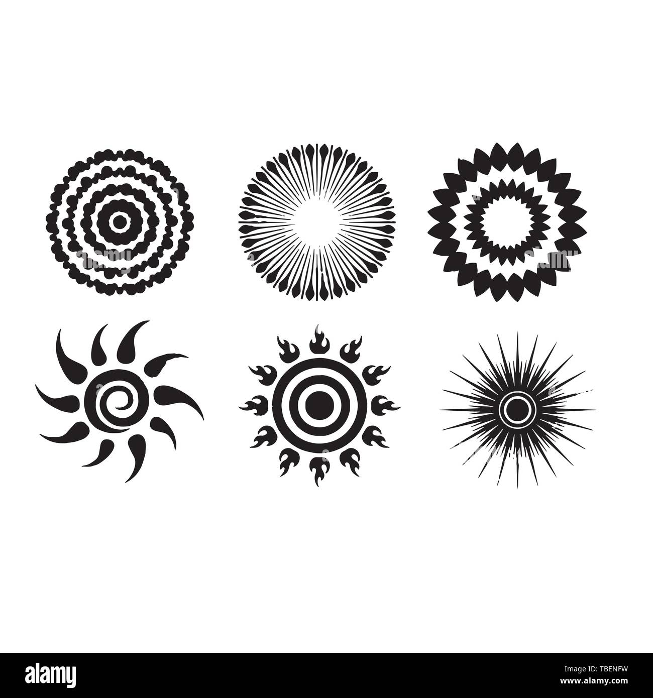 Sun Shapes Set Isolated on White Background Vector Illustration Stock ...