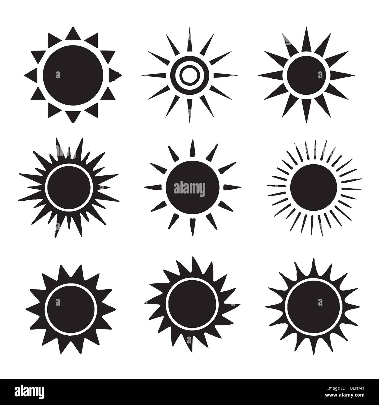 Sun Shapes Set Isolated on White Background Vector Illustration Stock Vector Image & Art - Alamy