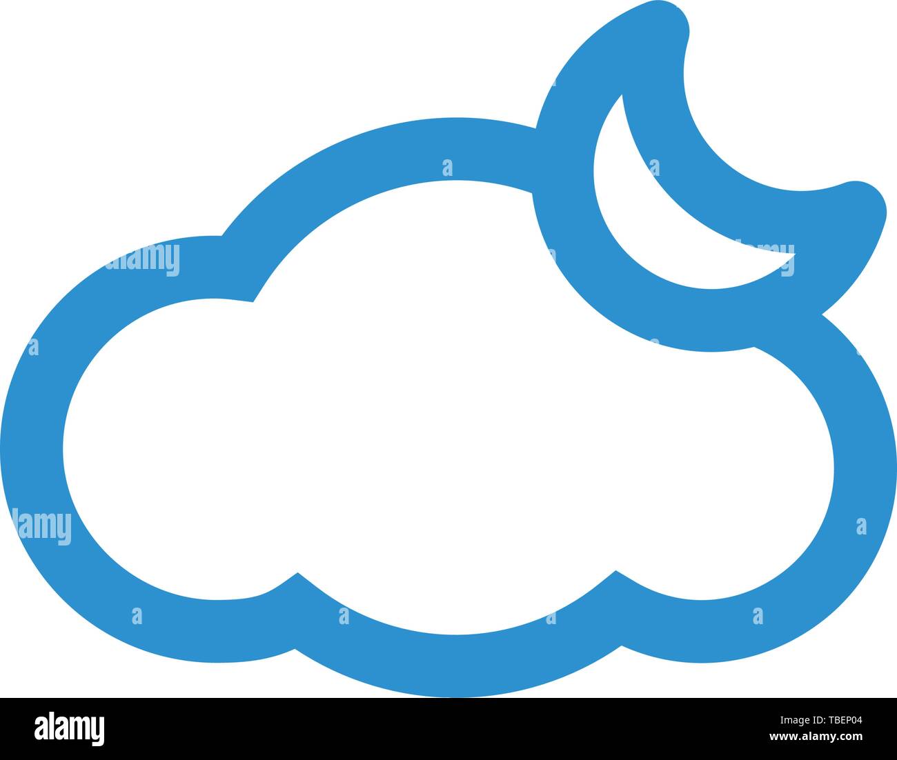 Moon cloud icon line - Vector blue Stock Vector Image & Art - Alamy