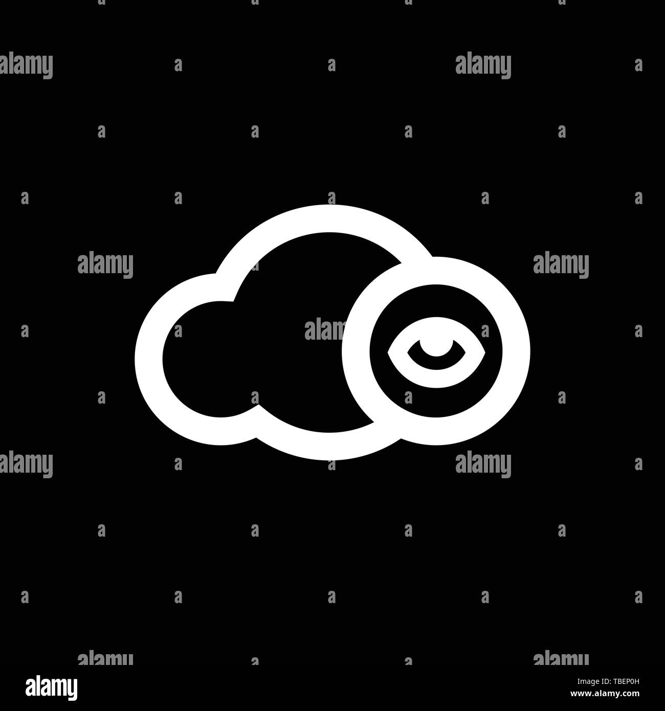 Eye cloud icon line - Vector white Stock Vector Image & Art - Alamy