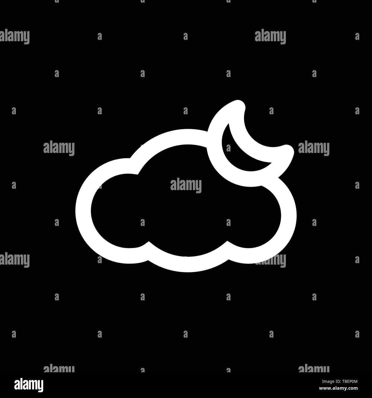 Moon cloud icon line - Vector white Stock Vector Image & Art - Alamy