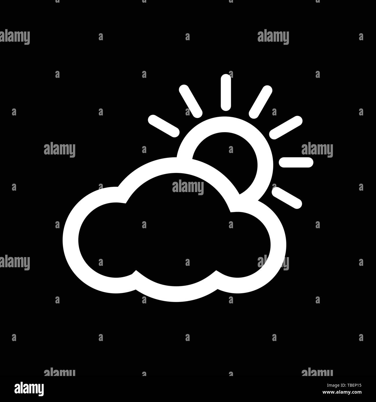 Sun cloud icon line - Vector white Stock Vector Image & Art - Alamy