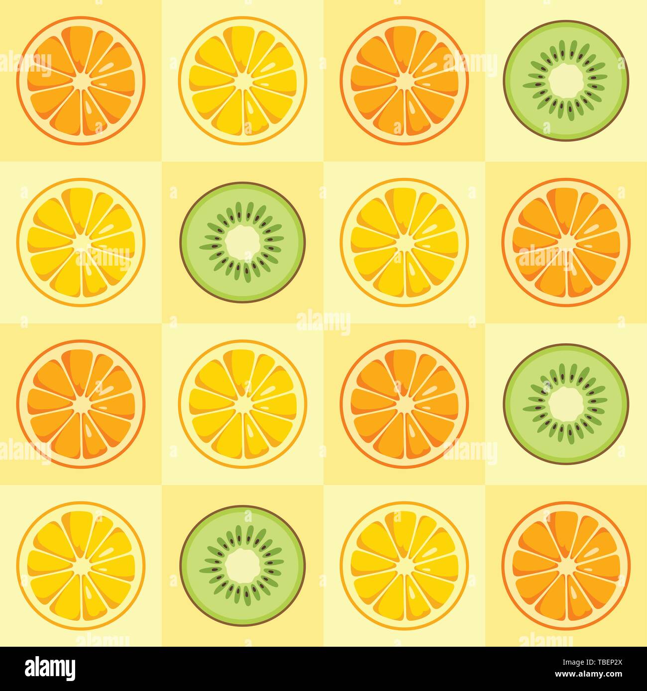 Lemon, orange, kiwi slices seamless pattern. Citrus fruit background ...