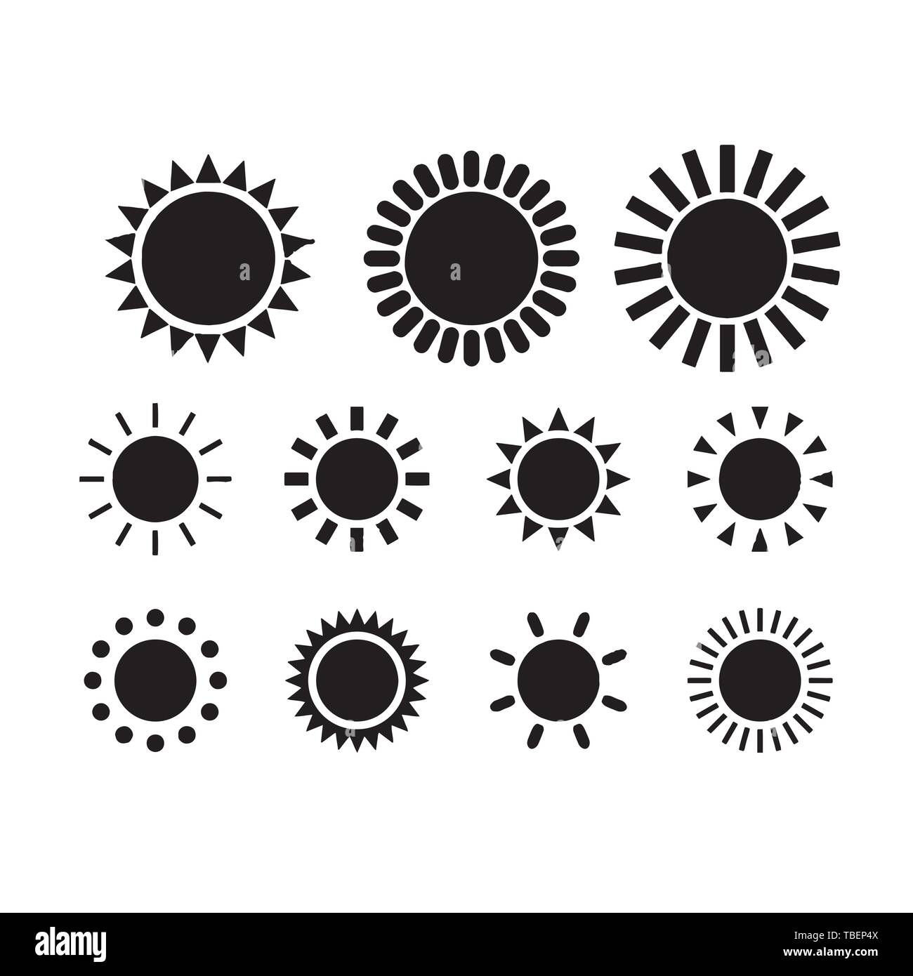Sun Shapes Set Isolated on White Background Vector Illustration Stock Vector Image & Art - Alamy