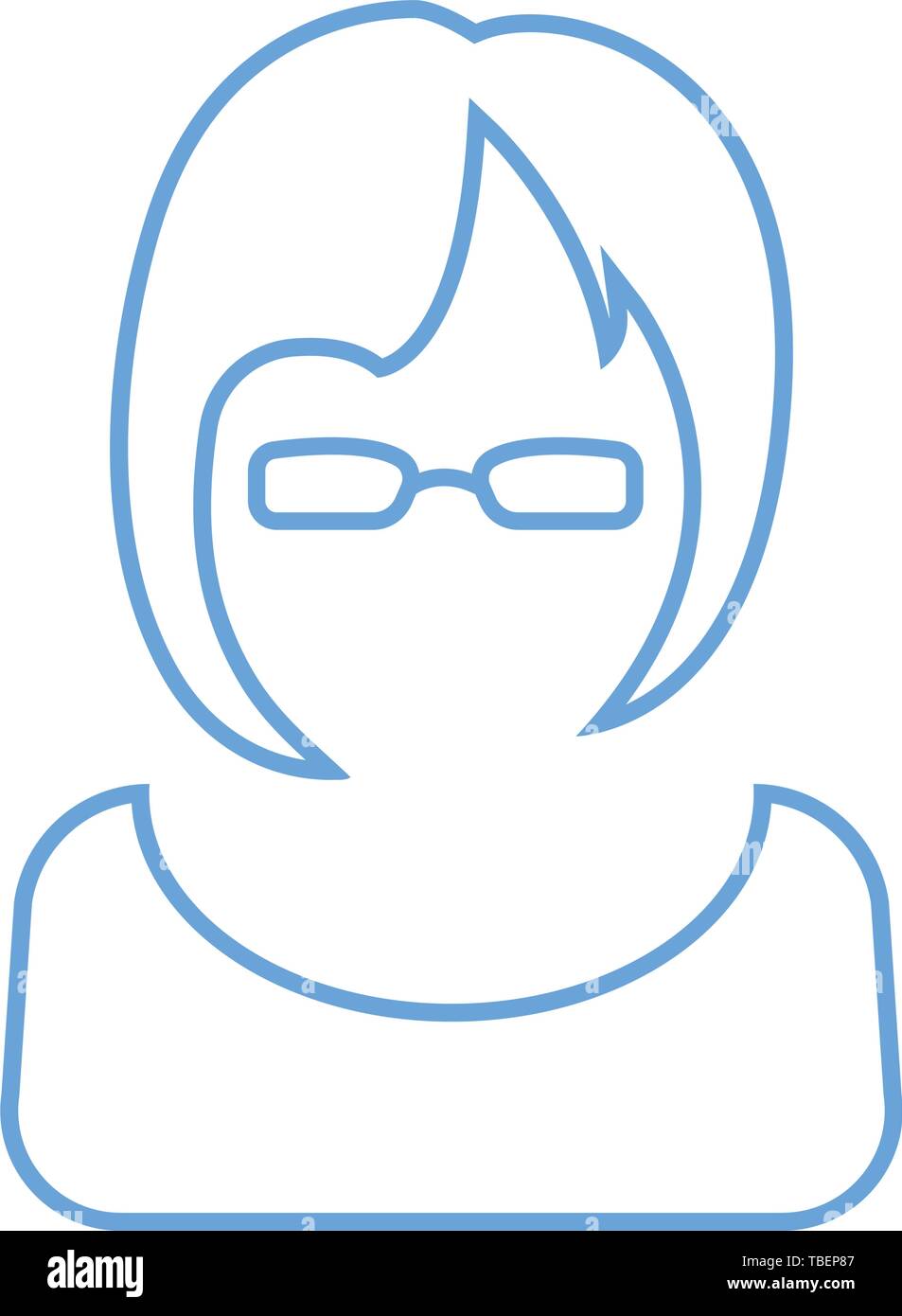Business women line art icon blue - Vector. Business girl avatar ...