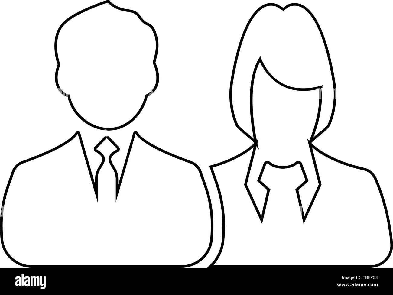 Male And Female As Business People Icon Line Art Men And Women Icon