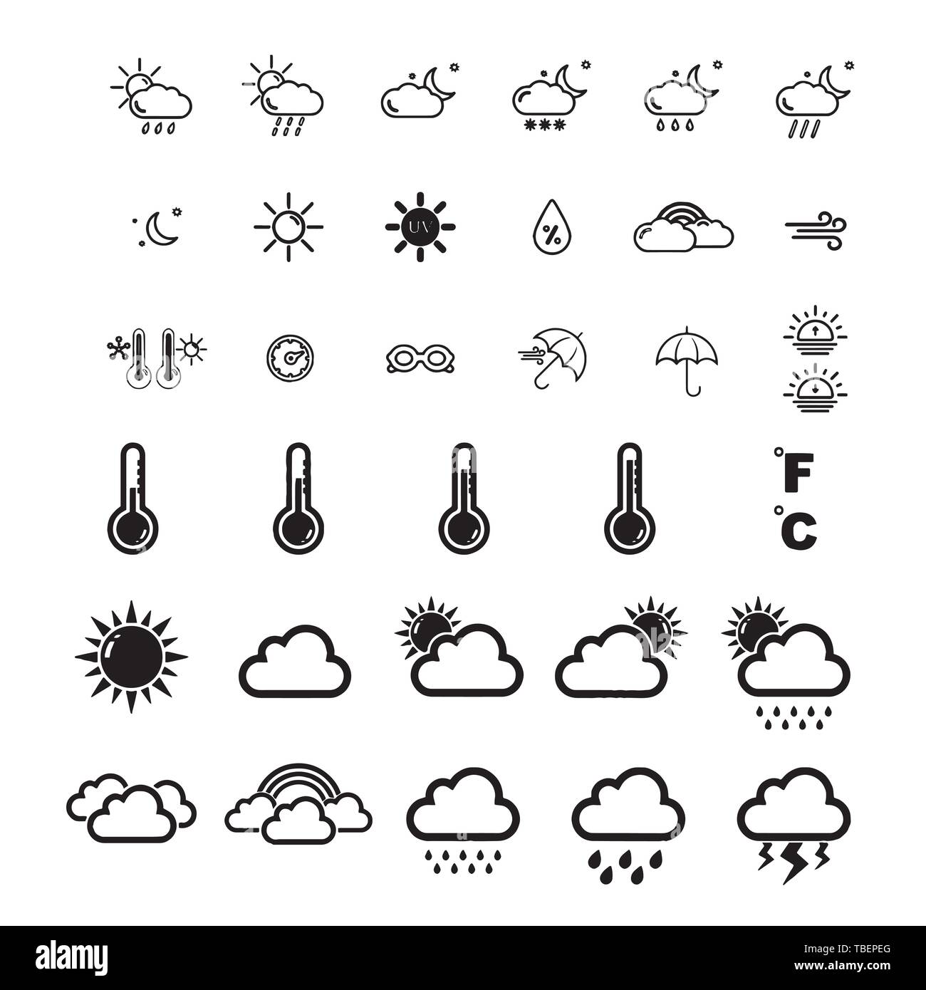 weather icons with White Background Vector Stock Vector Image & Art - Alamy