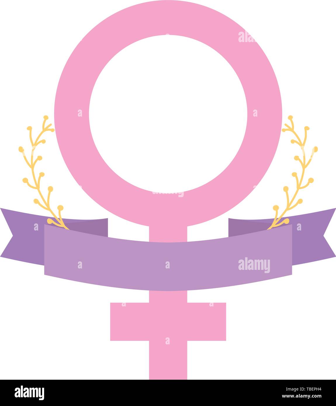 gender female symbol with ribbon vector illustration design Stock ...