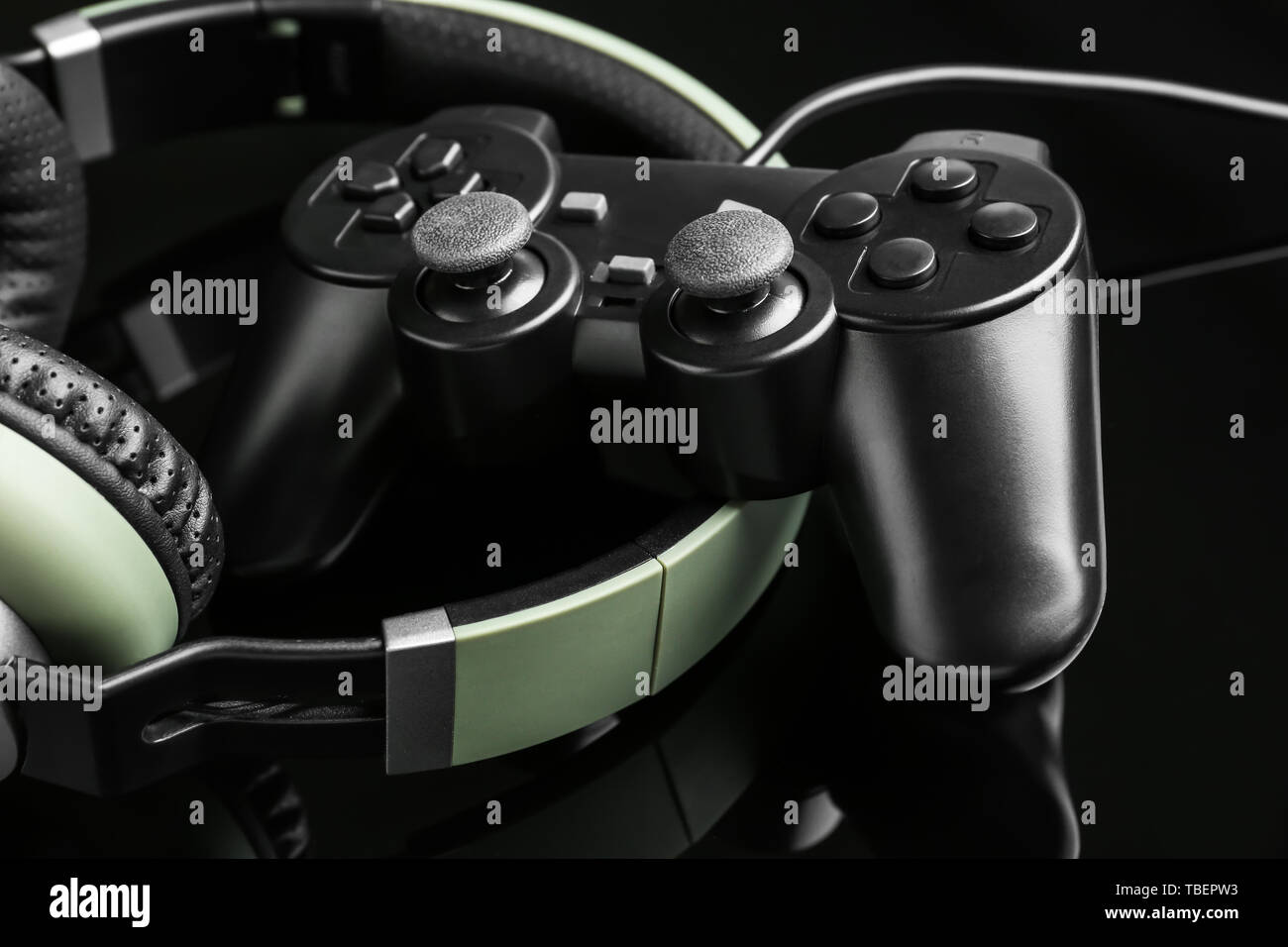 Modern gaming accessories on dark background, closeup Stock Photo - Alamy