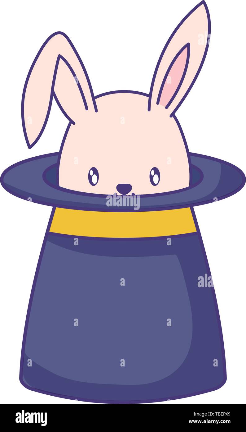 wizard top hat with cute rabbit vector illustration design Stock Vector ...