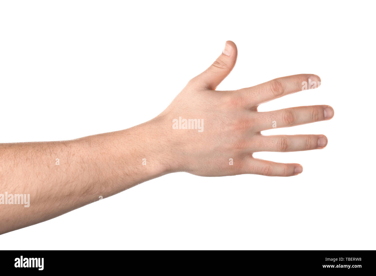 Male hand on white background Stock Photo - Alamy