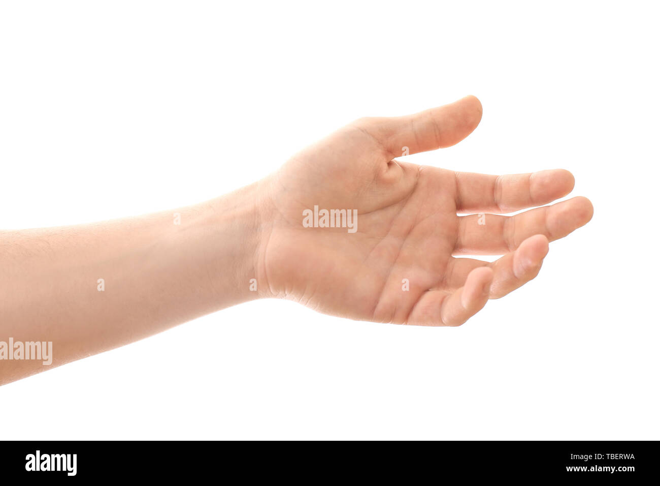 Male hand on white background Stock Photo - Alamy