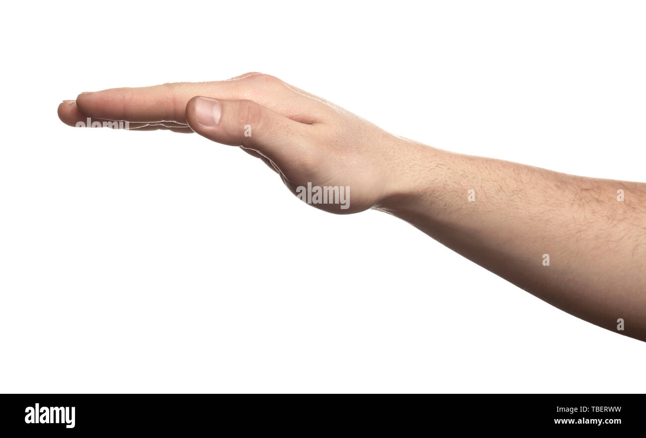 Male hand on white background Stock Photo - Alamy