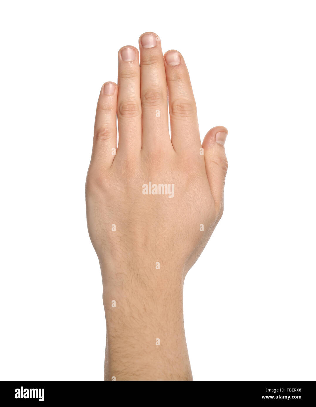 Male hand on white background Stock Photo - Alamy