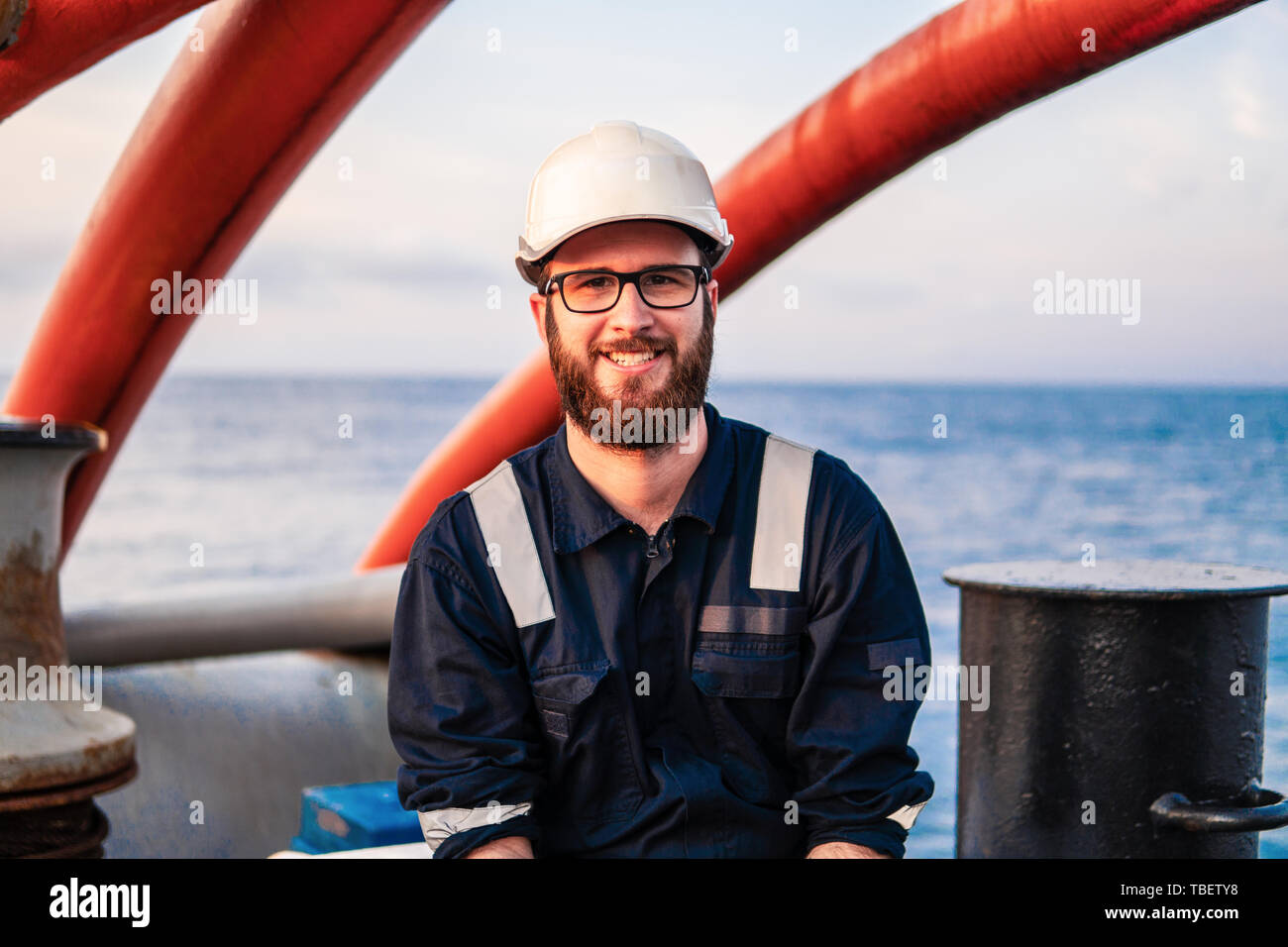 Deck Officer on deck of offshore vessel or ship Stock Photo - Alamy
