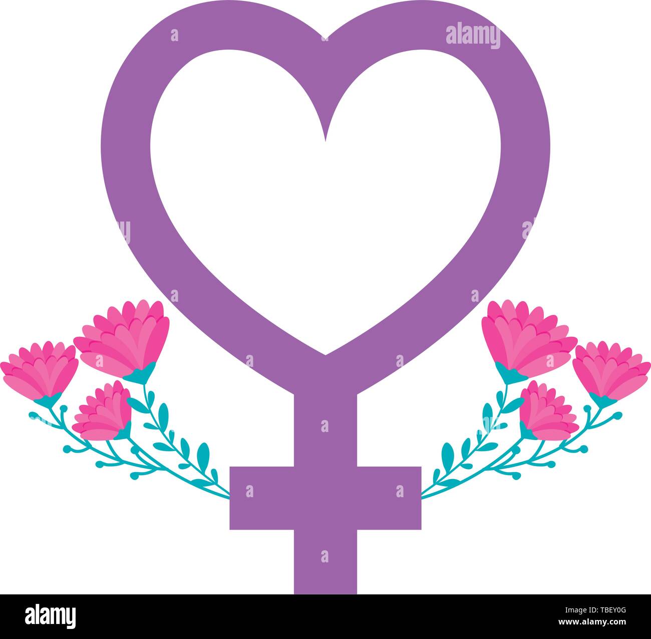 gender female symbol with flowers decoration vector illustration design ...