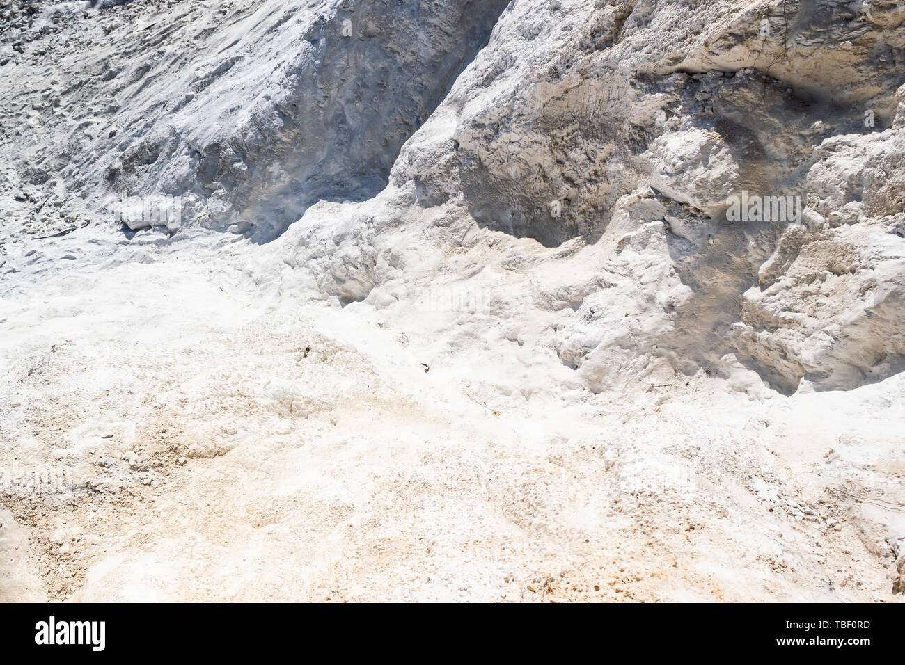 Extraction of talc in career. Abandoned white quarry in forest Stock ...