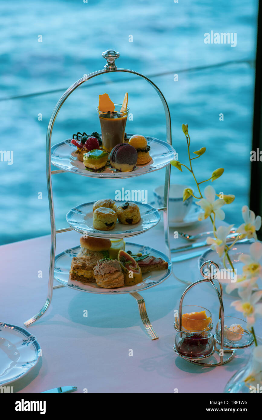 English afternoon tea traditional Chinese tea + Western desserts Stock ...