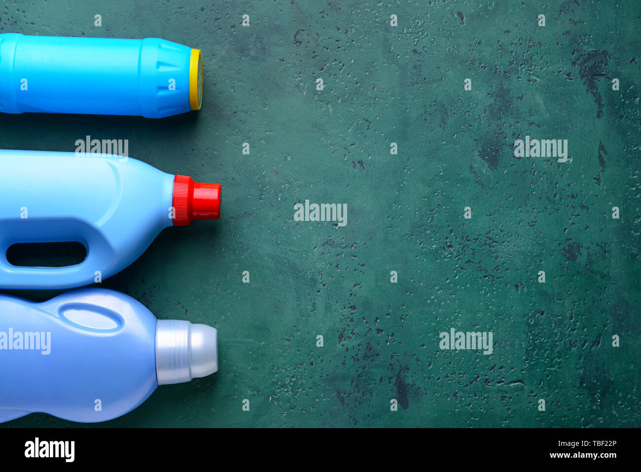 Set of detergents on color background Stock Photo - Alamy