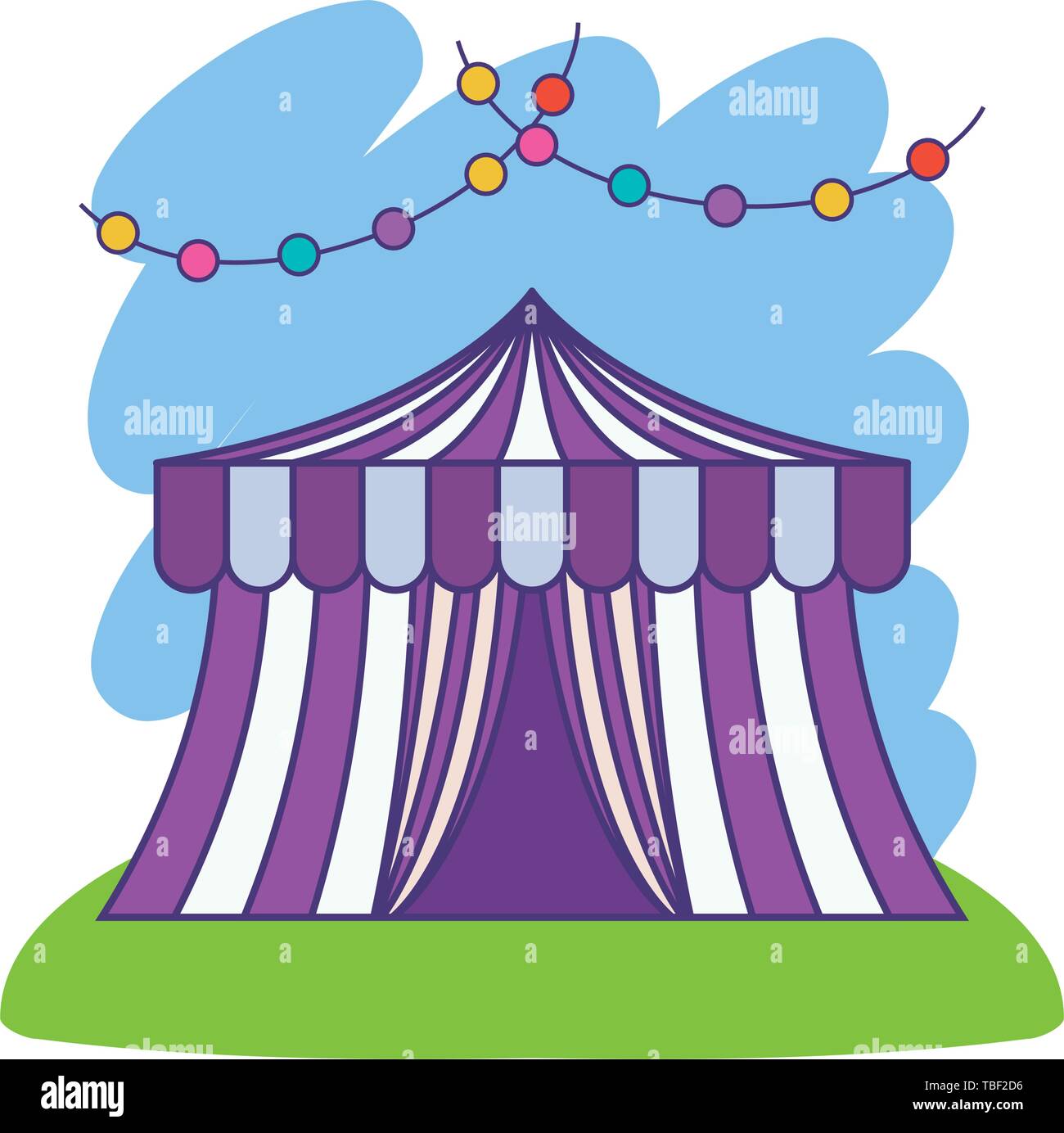 circus tent carnival with garlands hanging vector illustration design ...